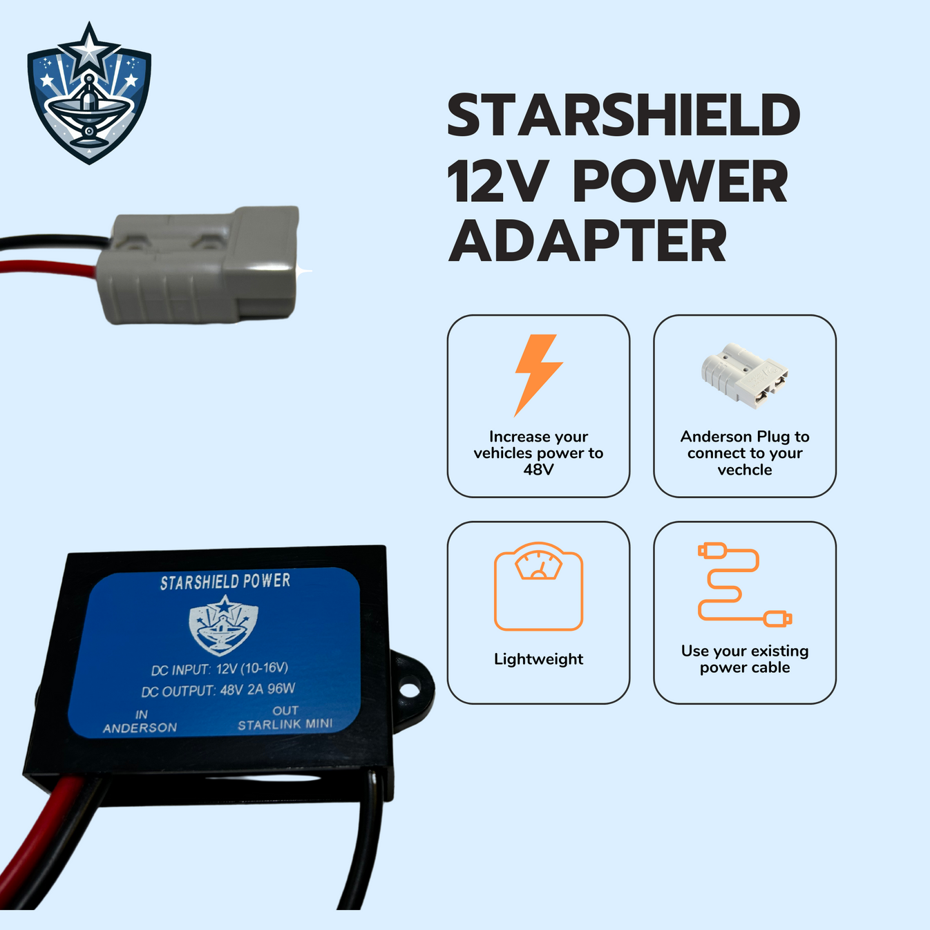 12V Starlink Mini Power Adapter - Anderson or Cigarette Plug